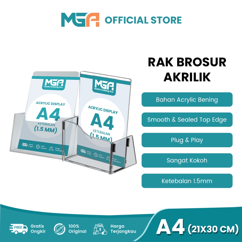 Jual RAK BROSUR AKRILIK A4 / TEMPAT DISPLAY BROSUR / ACRYLIC DISPLAY ...