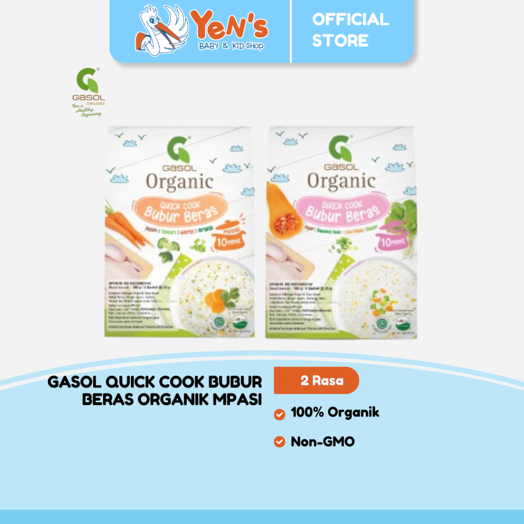 Jual GASOL Quick Cook Bubur Beras Organik Makanan Bayi MPASI 100gr ...