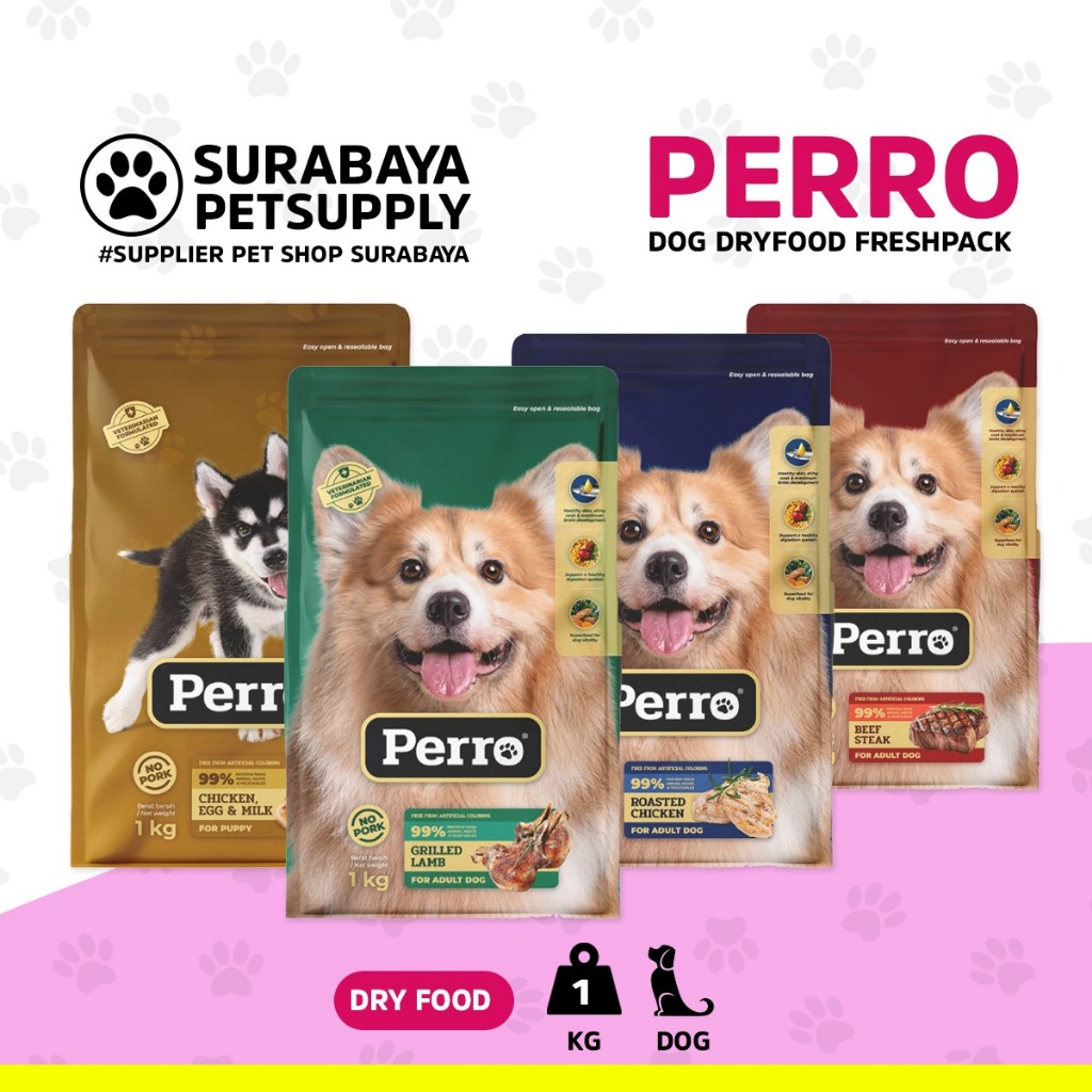 Jual Perro Dry food 1Kg - Pero Puppy Chicken Milk - Perro Grilled Lamb ...