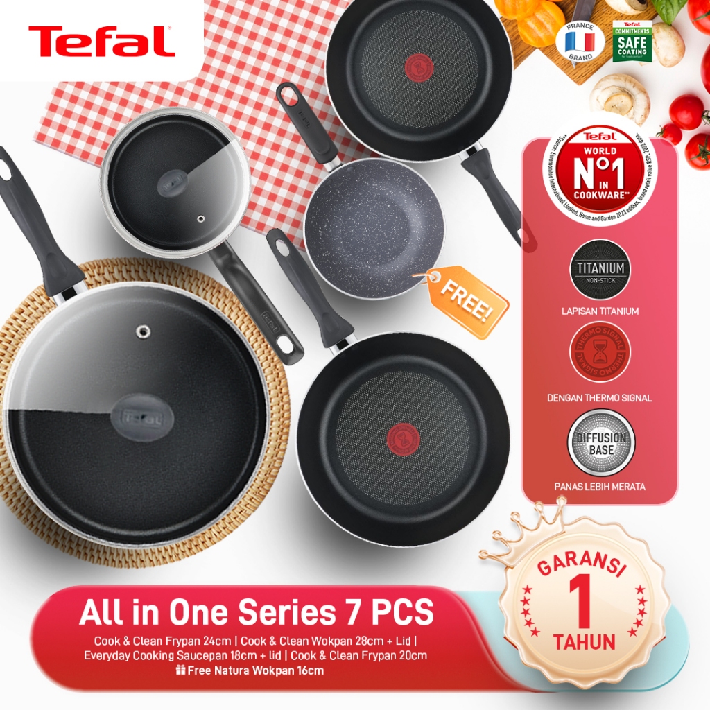 Jual Tefal All-in-One Wajan Set 7 PCS Anti Lengket / Penggorengan / Frypan | Shopee Indonesia