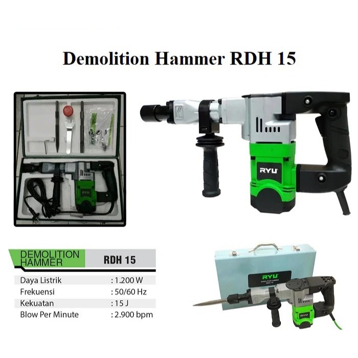 Jual BOR RYU RDH 15 BOR BOBOK TEMBOK JACK HAMMER DEMOLUTION | Shopee ...