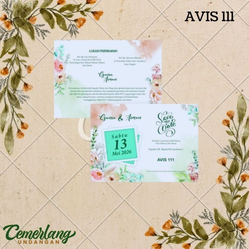 Jual Blangko Undangan atau Kertas Undangan Pernikahan AVIS 111 Harga ...