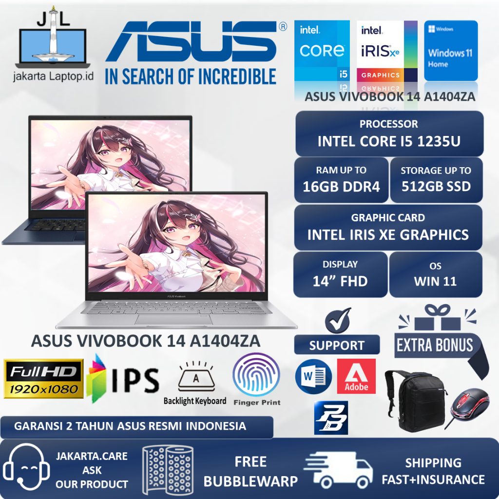 Jual LAPTOP RESMI ASUS VIVOBOOK 14 A1404ZA INTEL I5 1235U RAM 16GB ...