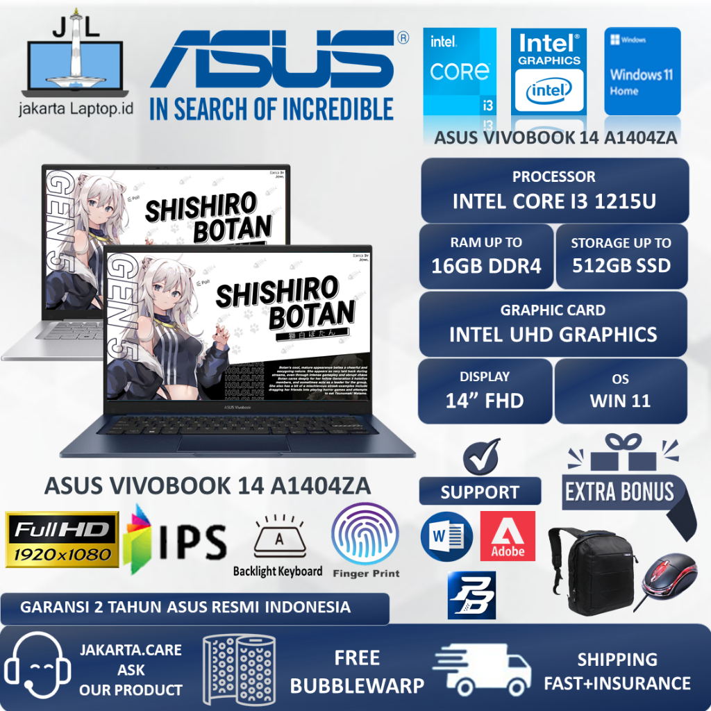 Jual LAPTOP RESMI ASUS VIVOBOOK 14 A1404ZA INTEL I3 1215U RAM 16GB ...