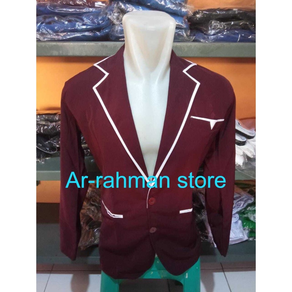 Jual Jas almamater marun lis putih II sekolah II pesantren II kampus | Shopee Indonesia