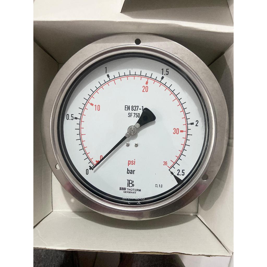 Jual BROTOTHERM Pressure Gauge 6" Inch Drat 1/2" Tekanan 2,5 Bar Model ...