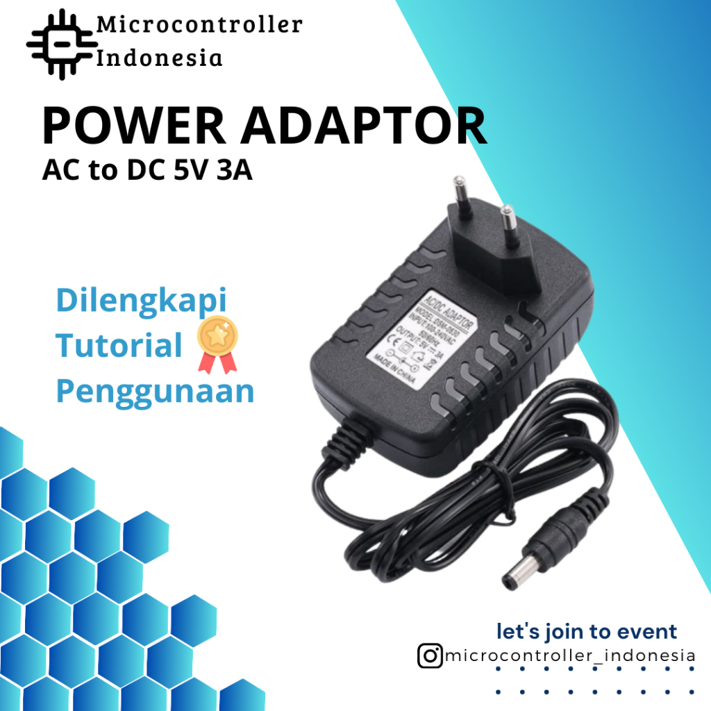 Jual ADAPTOR 5V 3A MICRO USB 5V3A FOR RASPBERRY ESP8266 ESP32 | Shopee ...