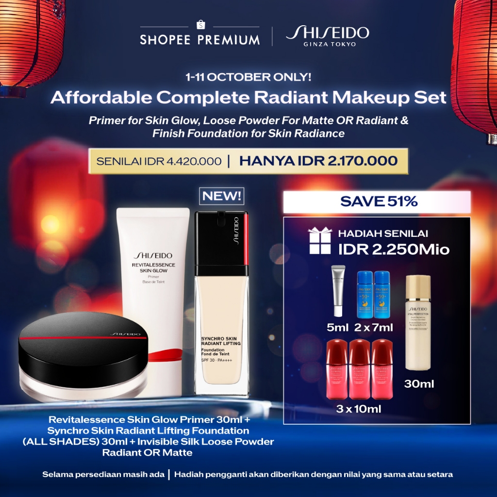 Jual BUNDLE Shiseido Affordable Complete Radiant Make Up Set | Shopee ...