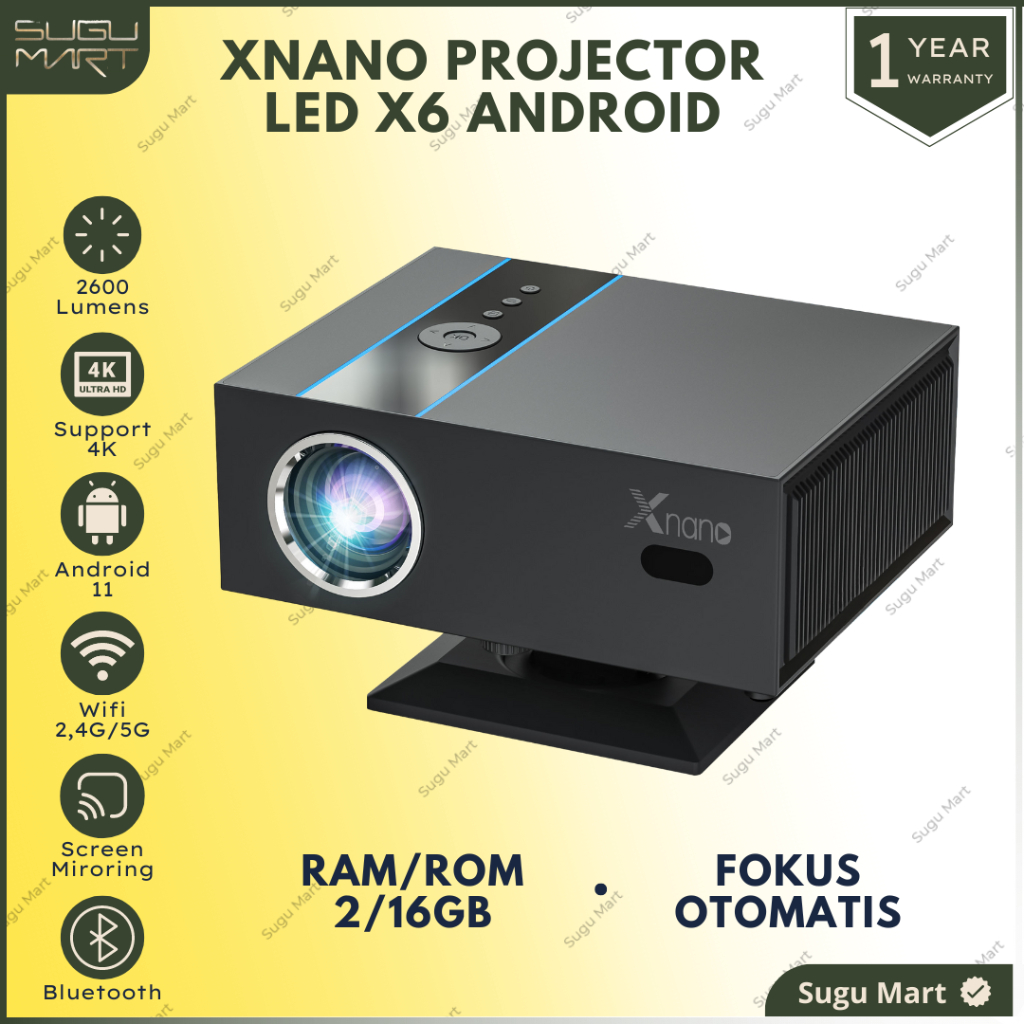 Jual Proyektor Xnano X6 Android 2600 Lumens 2 / 16 GB Full HD 1080P 360 ...