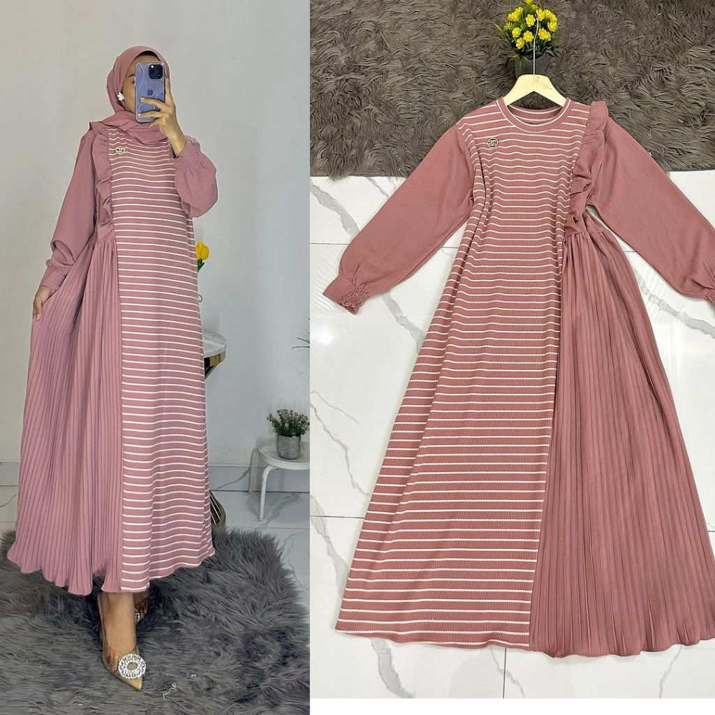 Jual Rekomendasi Outfit Lebaran 2025 Idul Fitri Nesya Maxi Bahan ...
