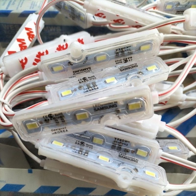 Jual lampu led modul 3 mata saso samsung 12V 1.5W cahaya putih cool white harga 50pc | Shopee ...