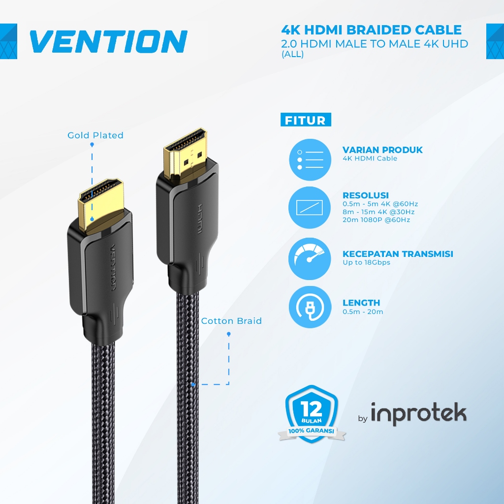 Jual Vention Kabel HDMI 4K Male to Male Audio Video Excellence Series ...