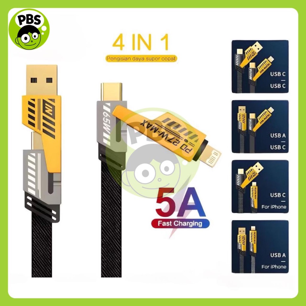 Jual PBS - Kabel Data Fast Charging 4in1 Usb Type A, Tipe C, iOS ...