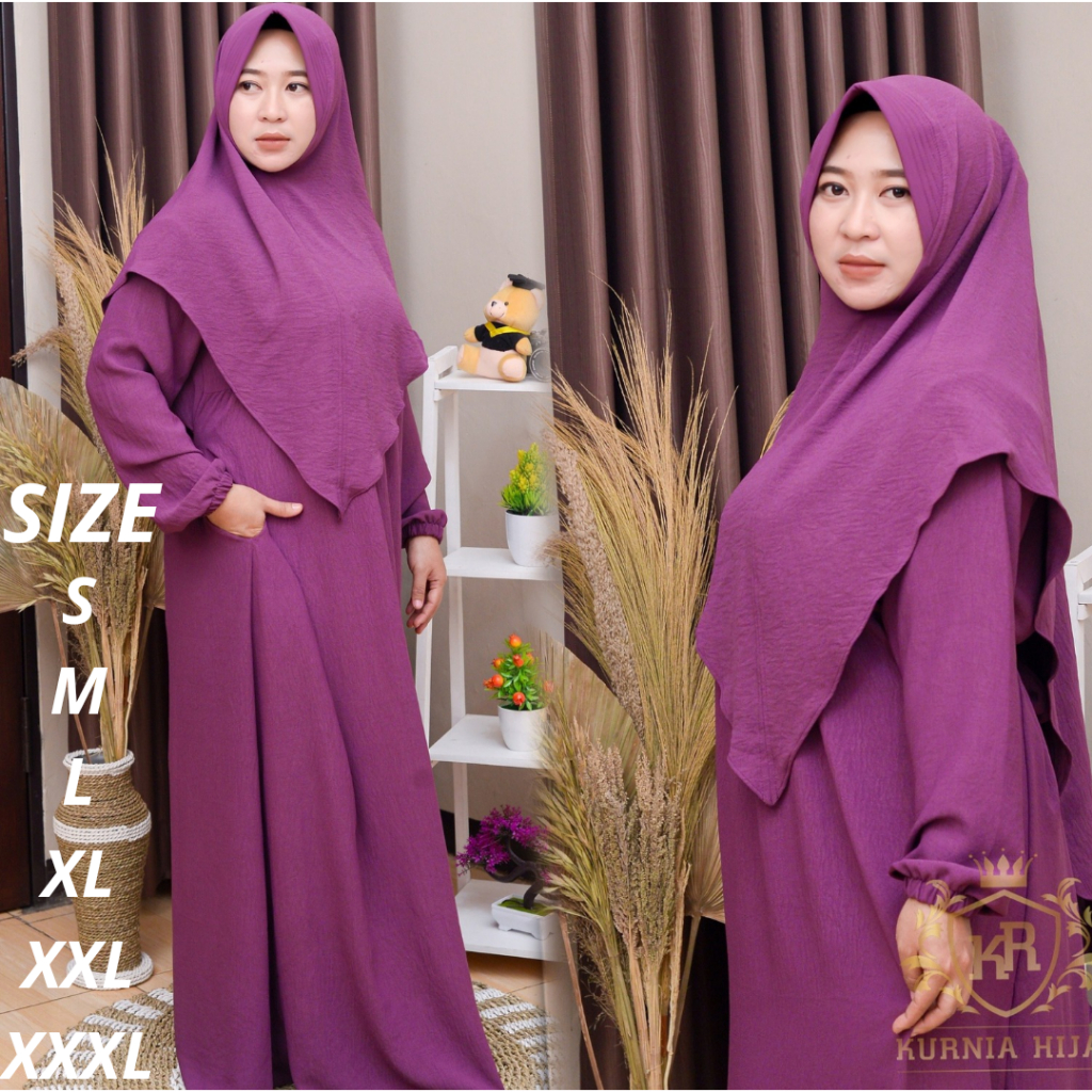 Jual gamis muslim mariam syari set hijab gamis terbaru | Shopee Indonesia