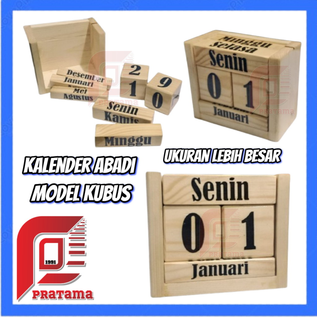 Jual Kalender Unik Model Kayu Kalender Hari Tanggal & Bulan Untuk Meja ...
