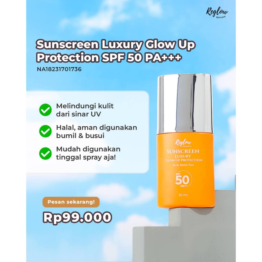 Jual REGLOW SUNSCREEN LUXURY GLOW UP SPF 50+ PA+++ Chemical Sunscreen ...