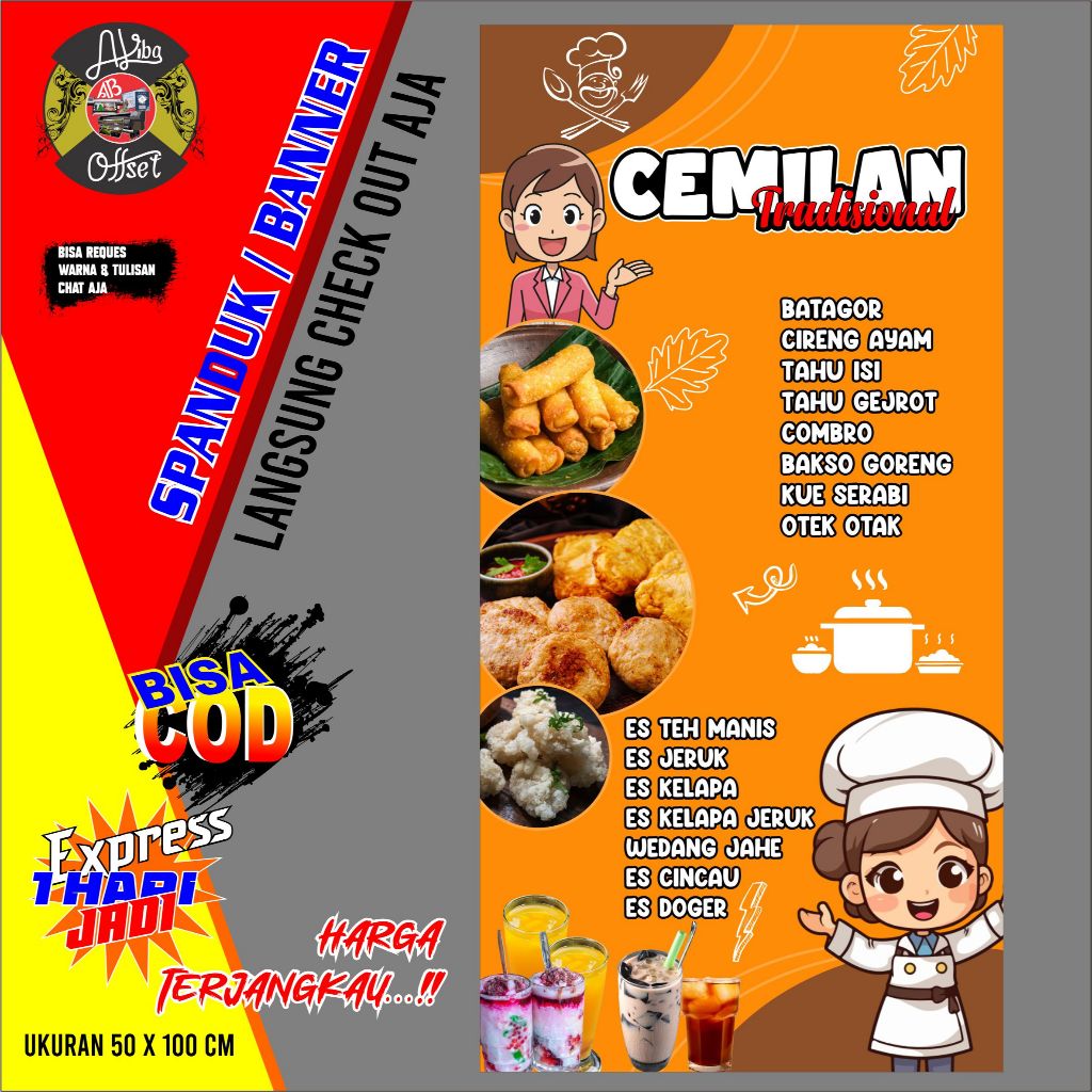 Jual BANNER SPANDUK CEMILAN TRADISIONAL UKURAN 50X100CM | Shopee Indonesia