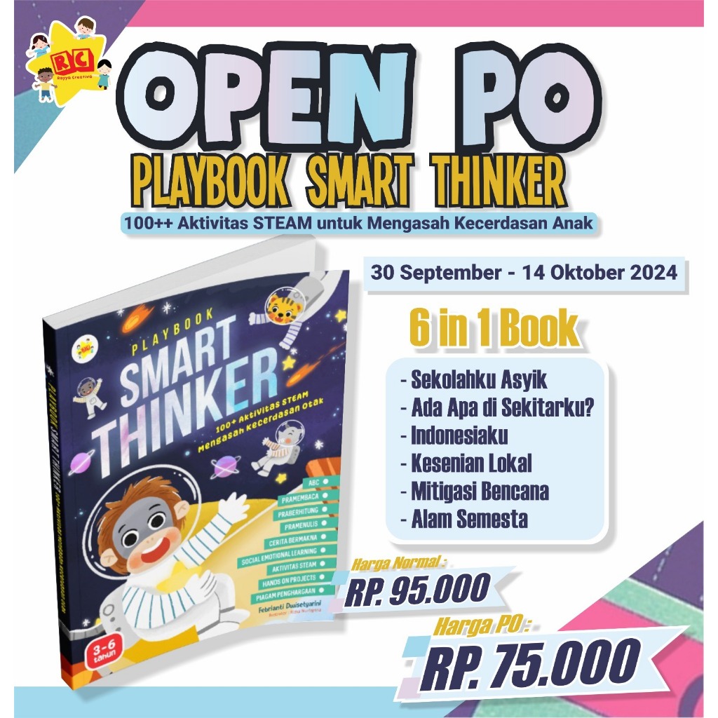 Jual Playbook Smart Thinker (usia 3+) - 100+ Aktivitas STEAM [Pustaka Hulwah x Rayya Creativa ...