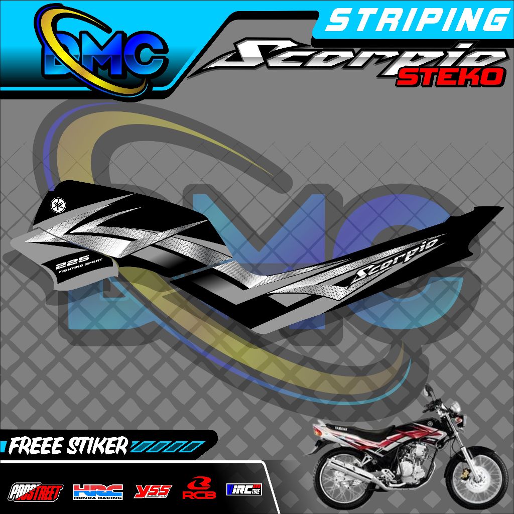 Jual Yamaha Stripping Scorpio Steko Full Body Sticker Variasi Simple ...