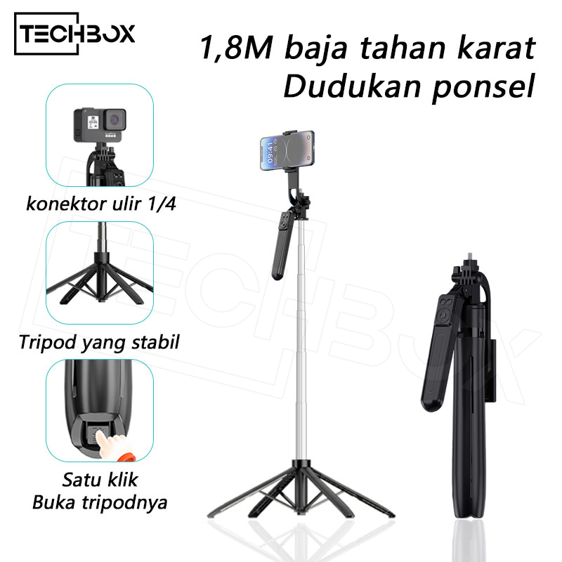 Jual Tech Tongsis Tripod Bluetooth 180CM Paduan Aluminium Selfie Stick ...