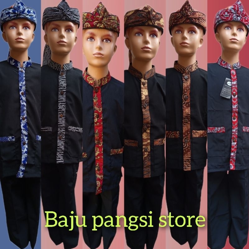 Jual Baju pangsi Sunda anak motif batik leher/baju ada daerah | Shopee ...