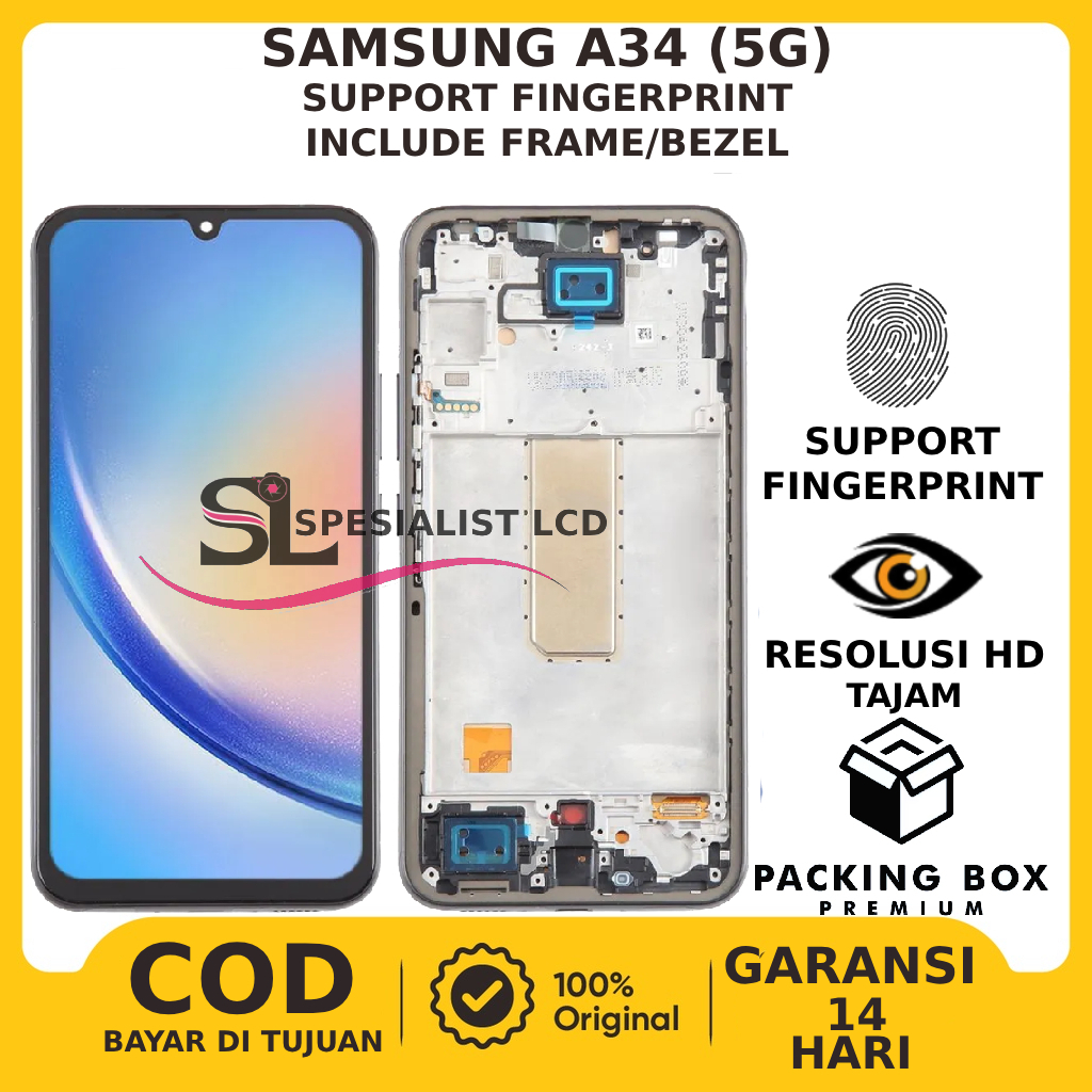 Jual LCD TOUCHSCREEN SAMSUNG A34 5G ORIGINAL INCLUDE FRAME SUPPORT ...