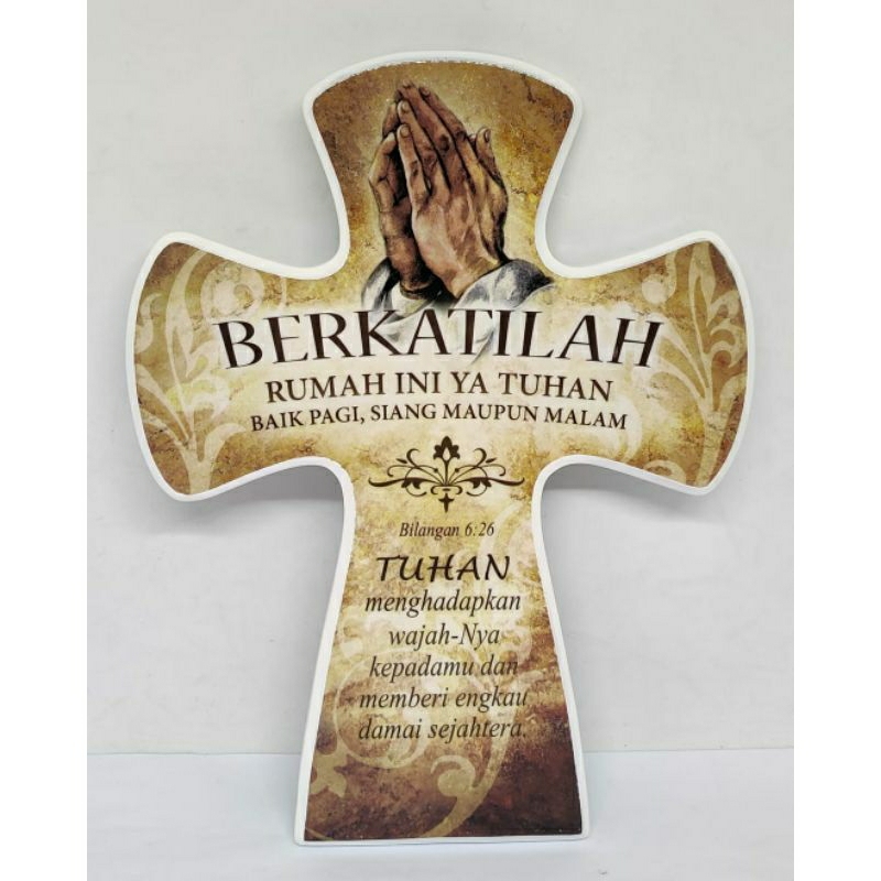 Jual pajangan rohani salib tulisan berkatilah rumah ini ya Tuhan ...