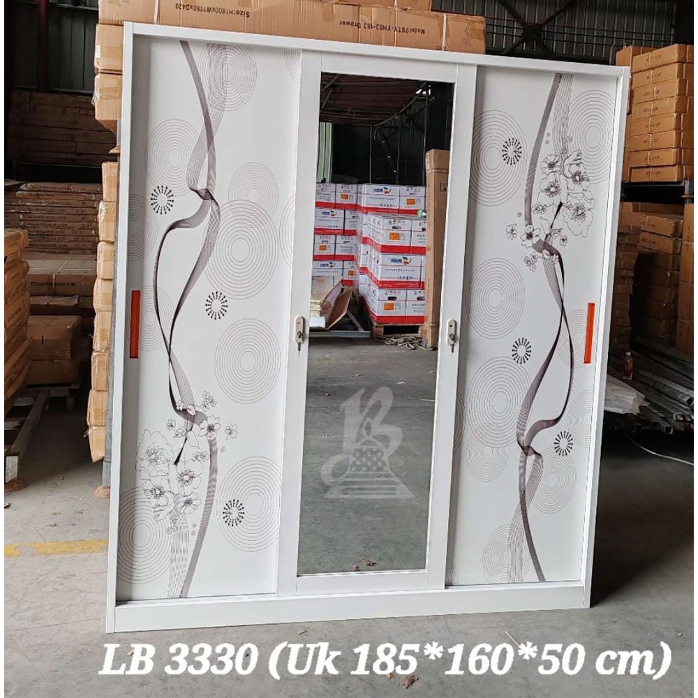 Jual Lemari Pakaian Besi Sliding Geser Import 3 pintu Kaca Panjang-PROMO MURAH BANGET | Shopee ...
