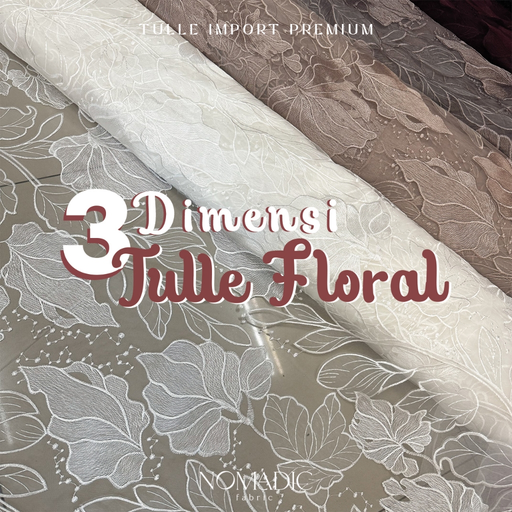 Jual ½ Meter Tulle Floral 3D (TOP QUALITY) || Tulle Motif Bunga ...