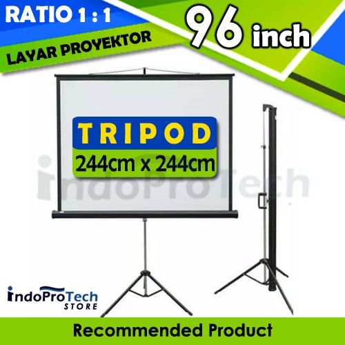 Jual Layar Screen Projector Tripod 96" - Layar Proyektor pake kaki 96 ...