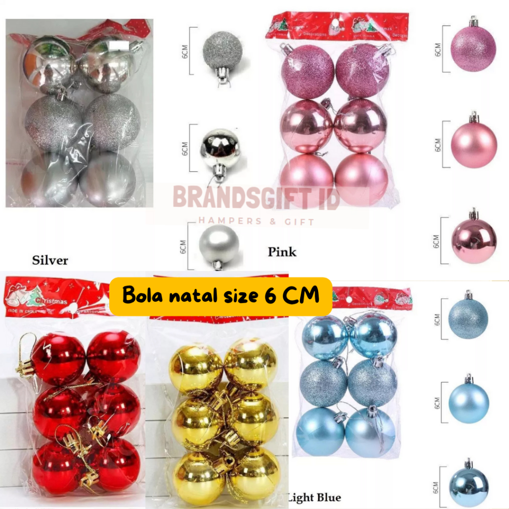 Jual Dekorasi Bola Natal Ukuran 6 Cm & 8 Cm / Gantungan Bola Christmas ...
