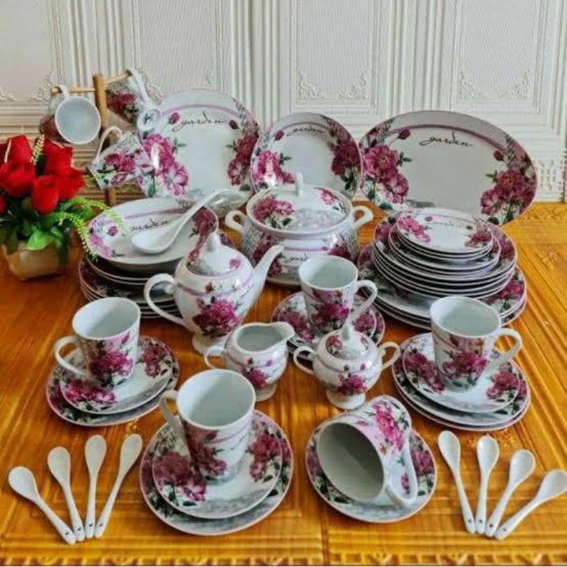 Jual (Free Packing Kayu) Dinner Set Lengkap Keramik Fiorenza 58pcs ...