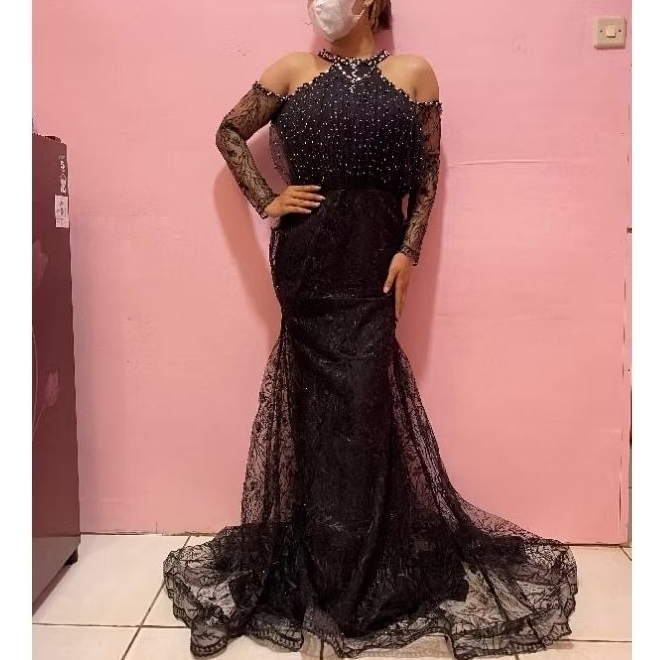 Jual NEW Gaun Penyanyi Hitam Brokat | Shopee Indonesia