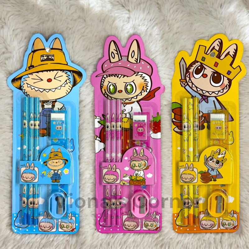 Jual Labubu Set Alat Tulis Paket Karakter Lucu Boneka Viral Pensil ...