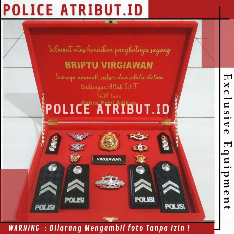 Jual Pangkat Briptu Set Lantas Polisi PDH PDU Set Box reques ucapan ...