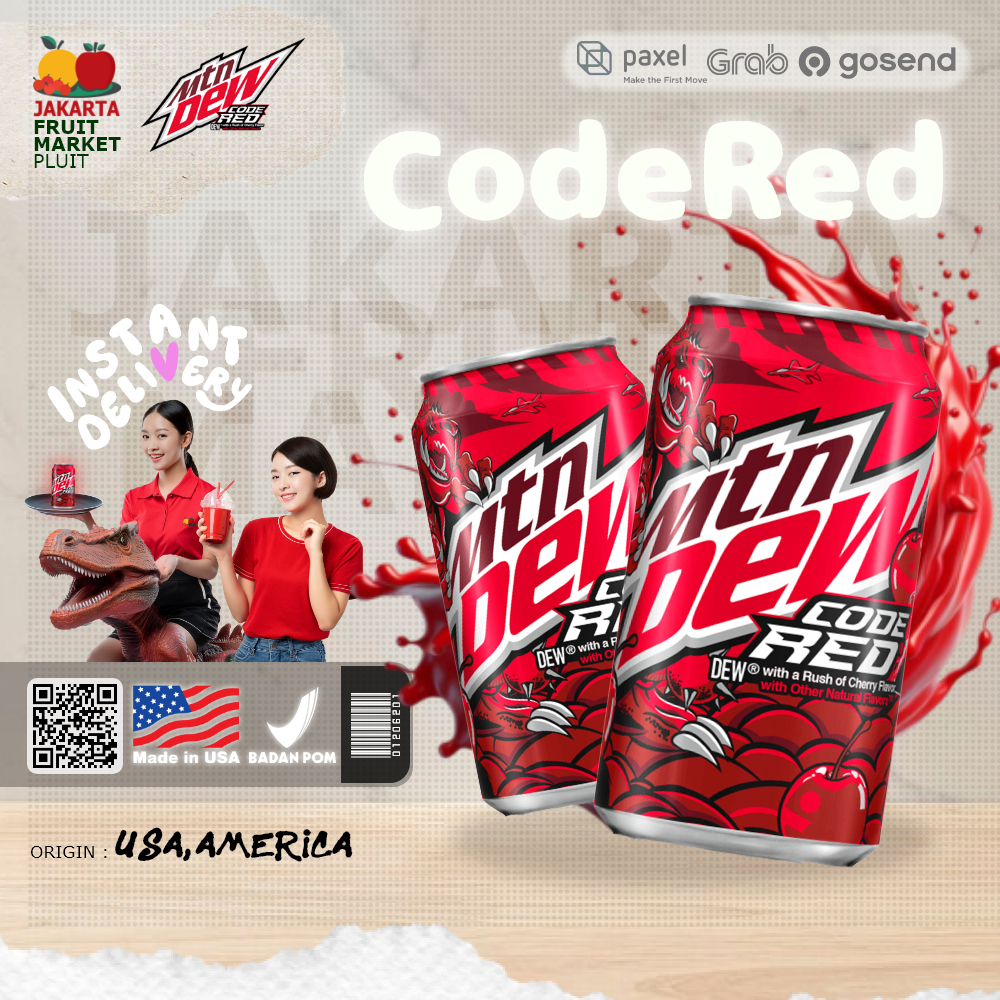 Jual Mountain MTN DEW CODE RED Minuman Import USA Cerry - 355ml x 12 ...