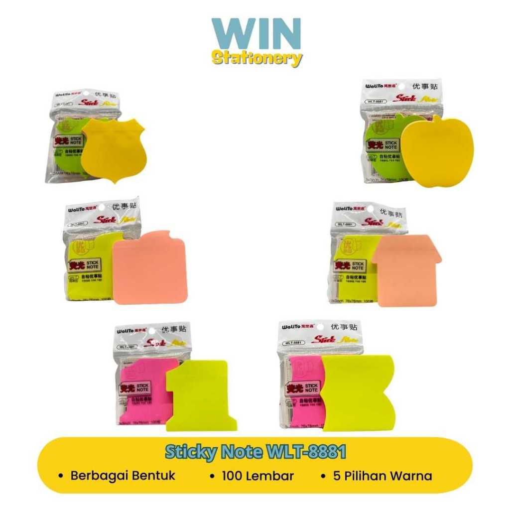 Jual Sticky Note Memo Tempel Bentuk Polos WLT-8881 | Shopee Indonesia