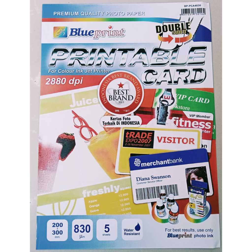 Jual Kertas PVC ID Card BLUEPRINT Printable Card White Double Side A4 ...