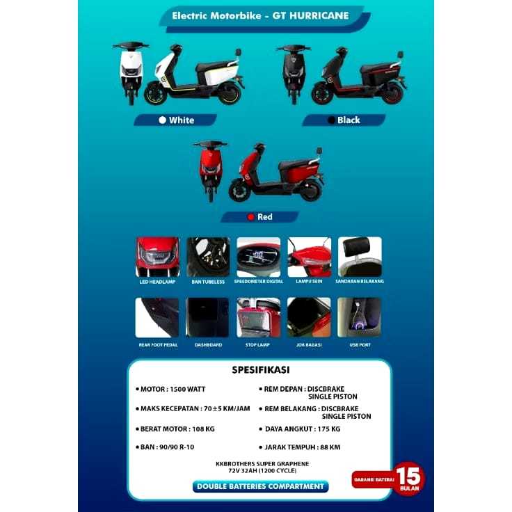 Jual Sepeda Motor Listrik GT Hurricane GreenTech Electric Motorbike ...