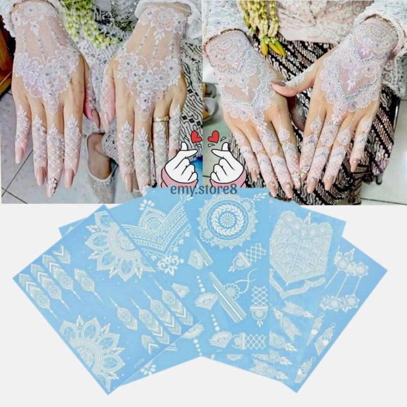 Jual Stiker Henna Instant - Tattoo Henna Tempel - White Henna Instant | Shopee Indonesia