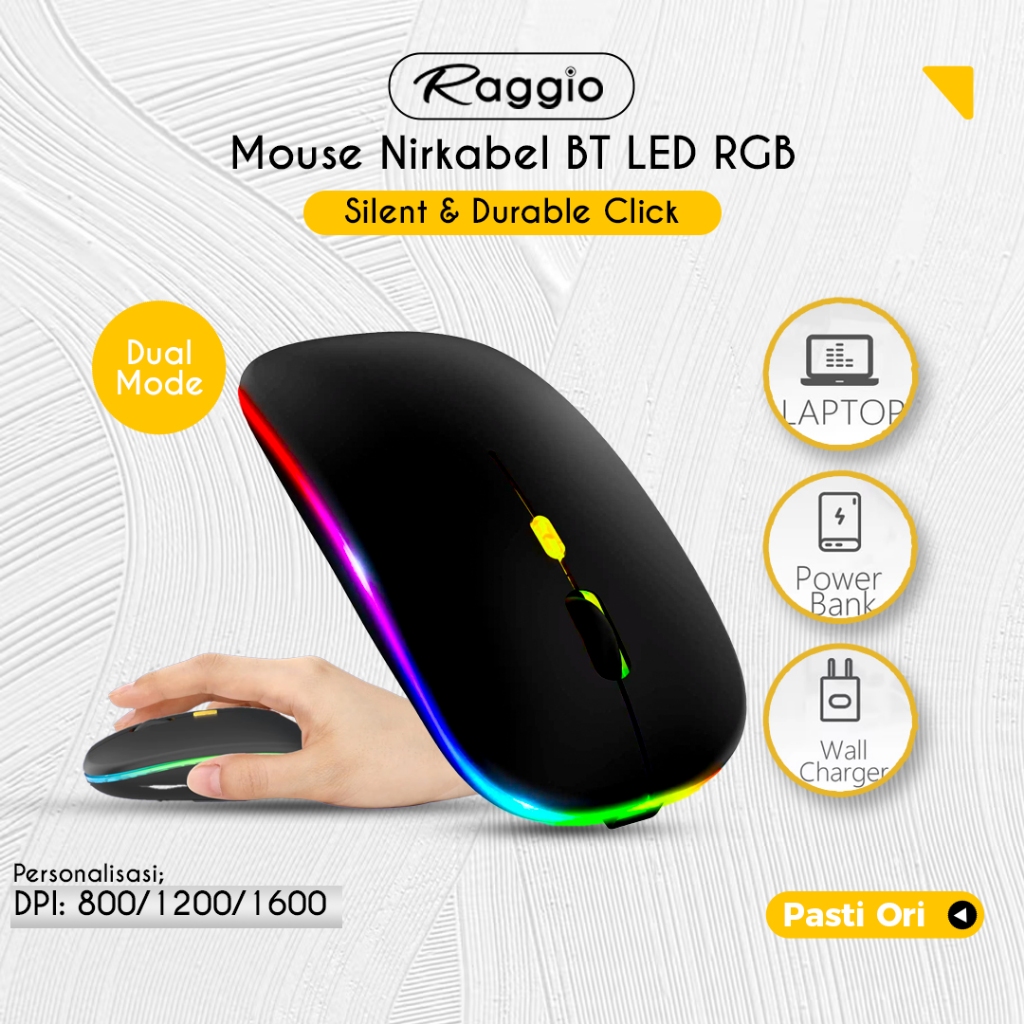 Jual Mouse Nirkabel Bluetooth RGB untuk Laptop/PC – Rechargeable ...