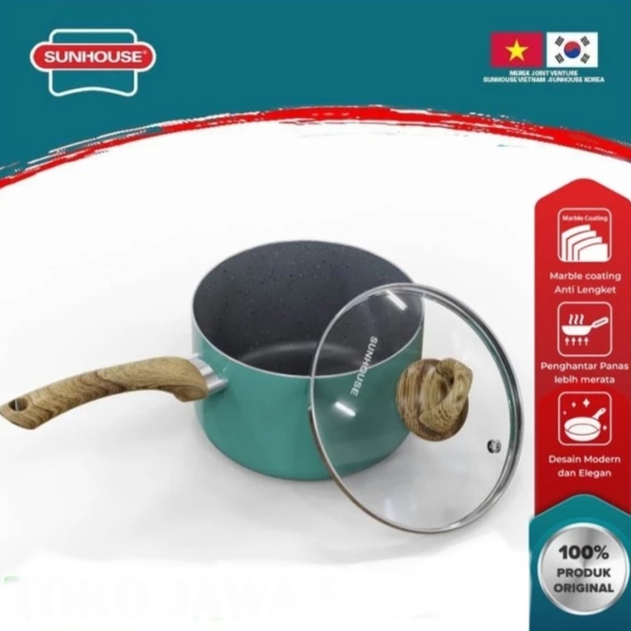 Jual Sunhouse Clover Sauce Pan Anti Lengket + Tutup Kaca 16cm, 18cm CL ...