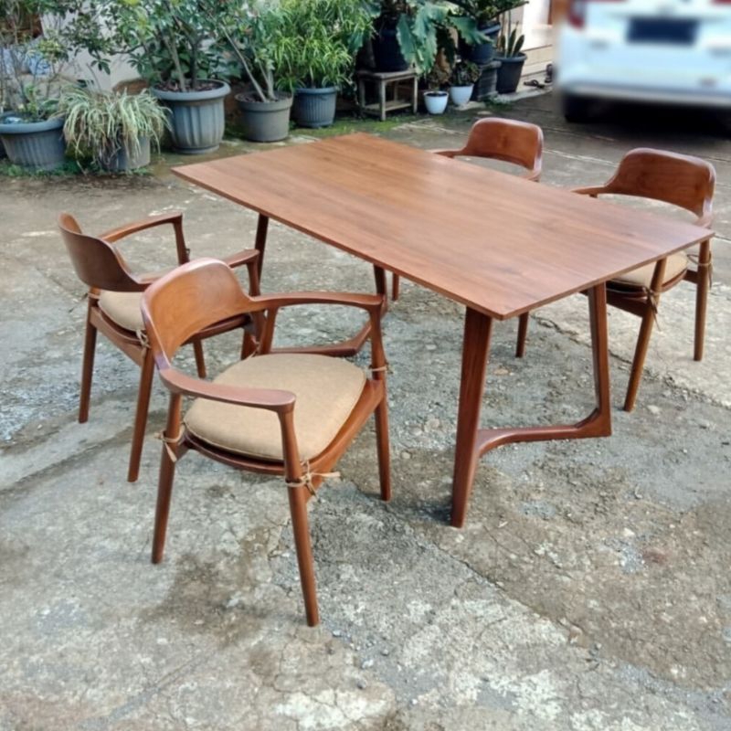 Jual Kayukozy Meja Makan Minimalis Kayu Jati Set Meja Makan Hiroshima | Shopee Indonesia