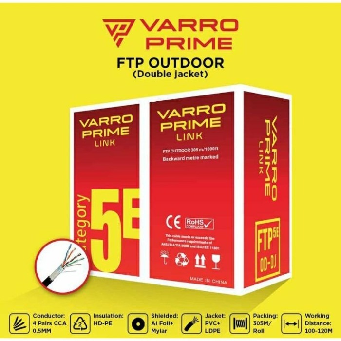Jual KABEL LAN VARRO FTP DOUBLE JACKET CAT 5E METER | Shopee Indonesia