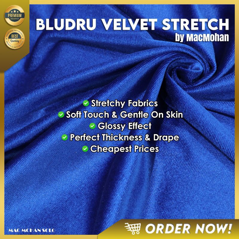 Jual Kain BLUDRU VELVET Stretch Per 0.5m Termurah Shopee Kain ...