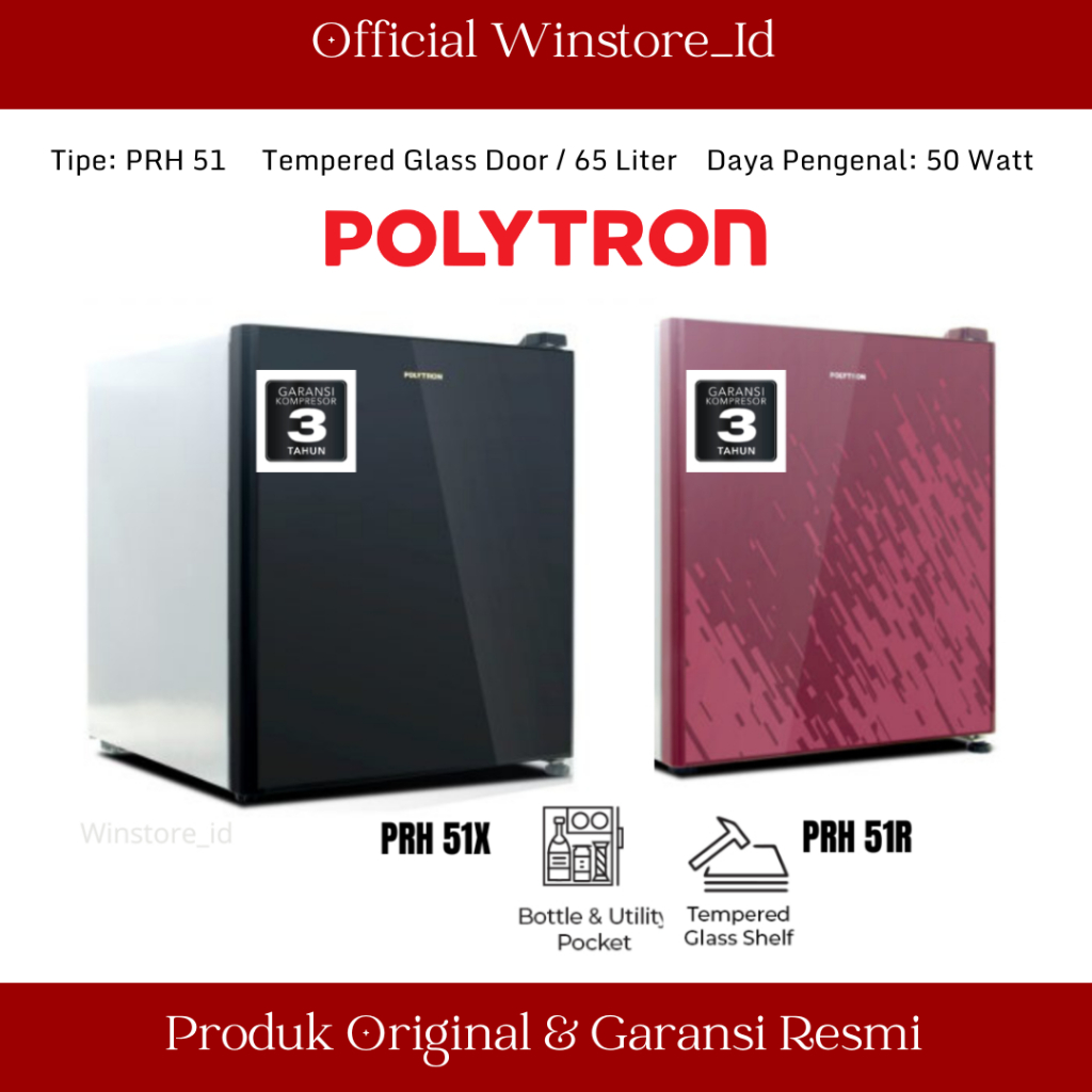Jual POLYTRON KULKAS PORTABLE POLYTRON 50 LITER 65 WATT PRH - 51 R/X KULKAS HOTEL KULKAS MINI ...