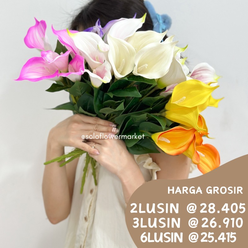 Jual 5 HEADS CALLA LILY LATEX PREMIUM BUNGA LILI / Bunga Palsu/ Wedding ...