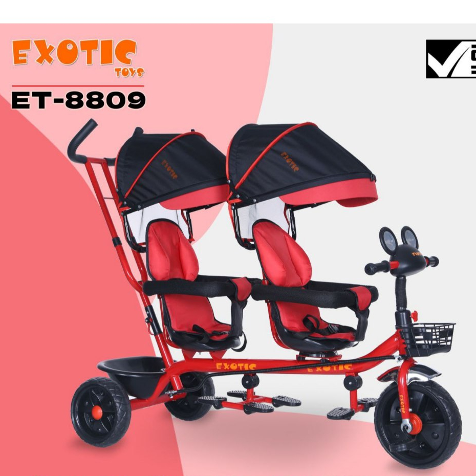 Jual Sepeda Stroller Roda Tiga Anak Kembar Exotic ET 8809 Boncengan 2 ...