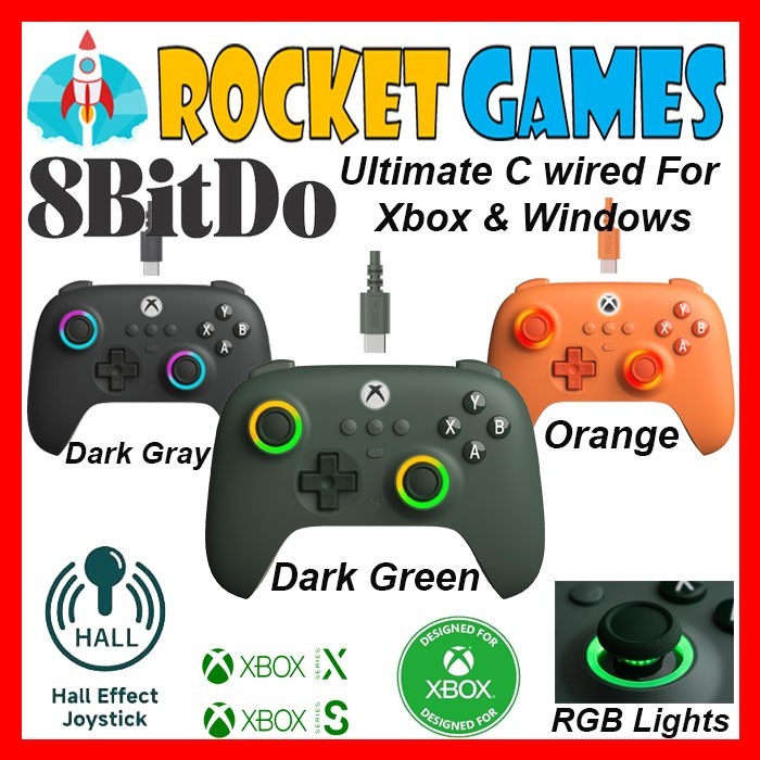 Jual 8Bitdo Ultimate C Wired Gamepad Controller Hall Effect Joystick ...