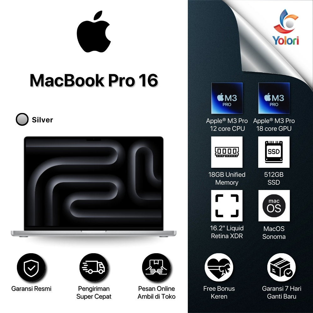Jual Apple 16-inch MacBook Pro M3 Pro chip with 12-core CPU and 18-core ...